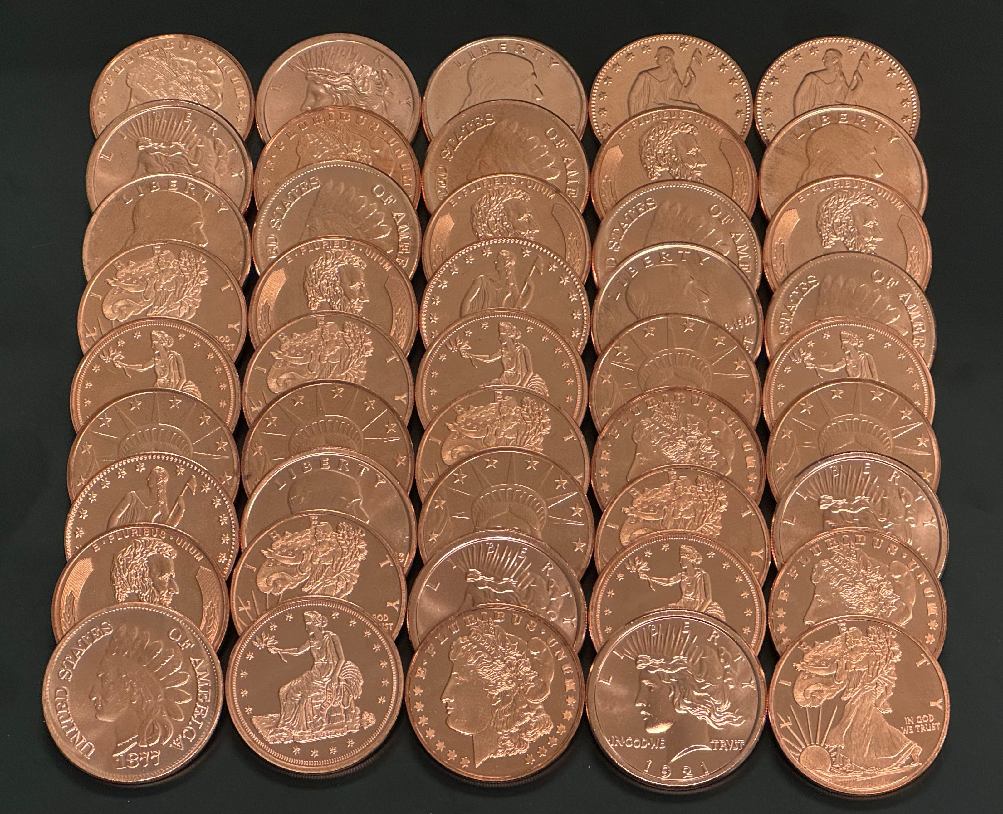 1 oz Copper Round 10 pcs Grab Bag | CoinsTV
